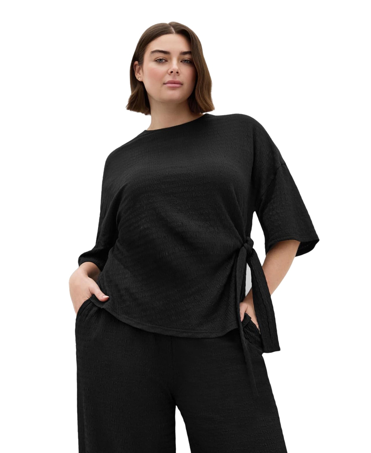 Click here for City Chic Plus Size Brianna Side Tie Crewneck Shor... prices