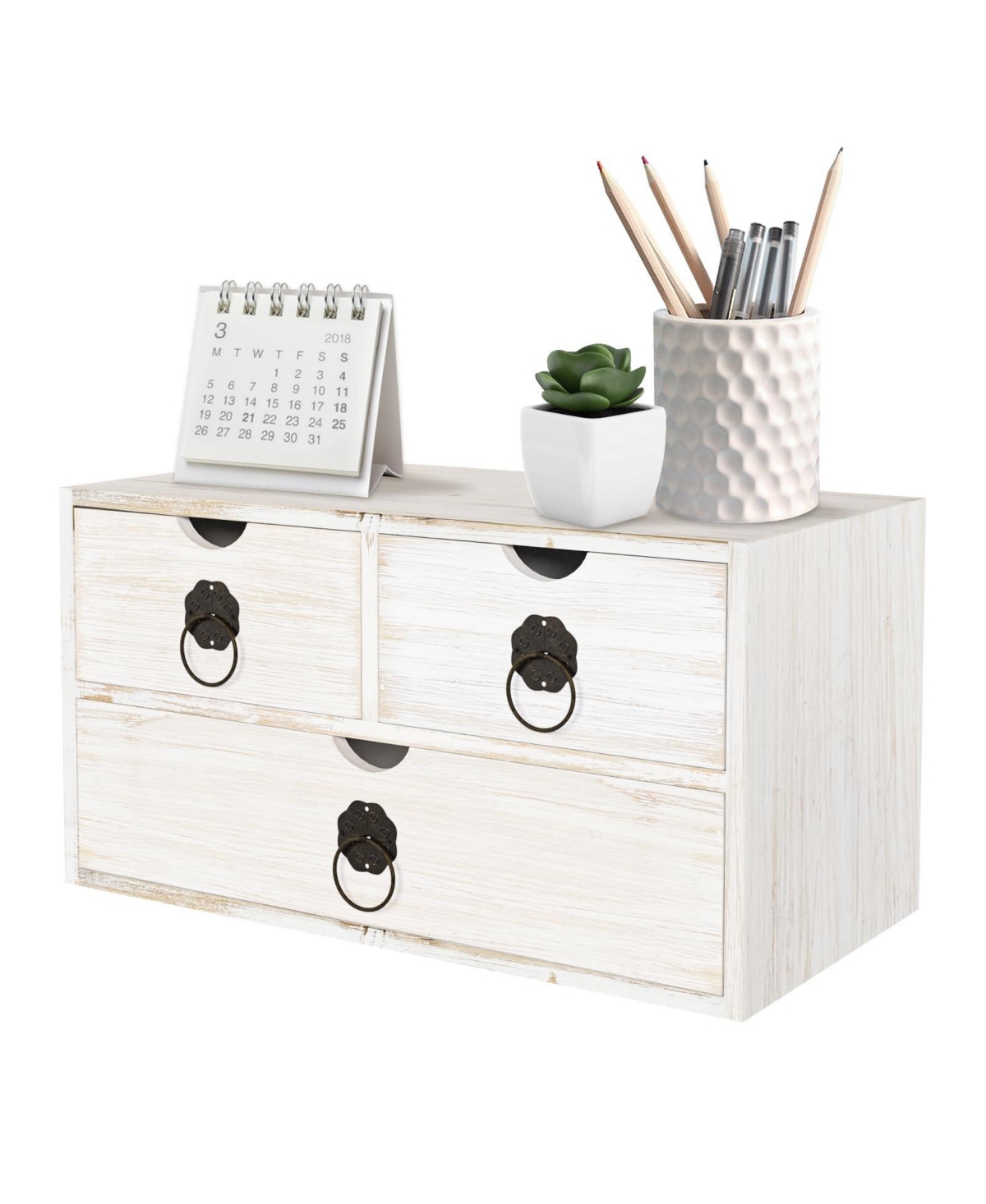 Click here for Danrong Wood Drawer Desk Organizer Rustic Desktop... prices