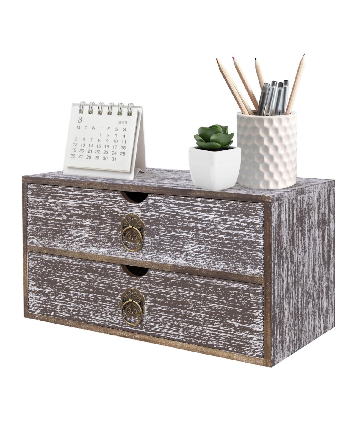 Click here for Danrong Wood Drawer Desk Organizer Rustic Desktop... prices