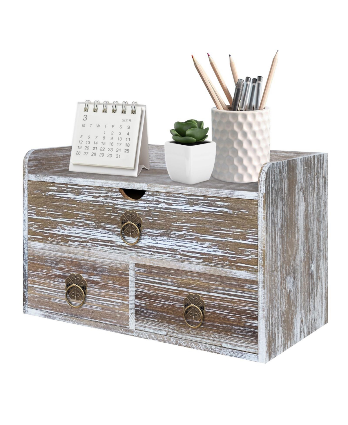 Click here for Danrong Wood Drawer Desk Organizer Rustic Desktop... prices