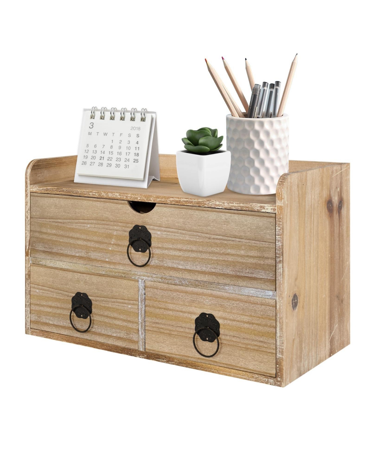 Click here for Danrong Wood Drawer Desk Organizer Rustic Desktop... prices