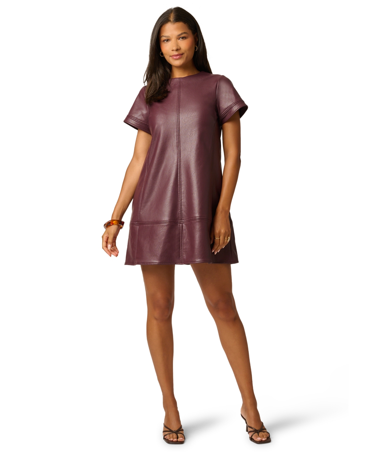 Click here for Adrianna Papell Womens Faux Leather Shift Dress wi... prices