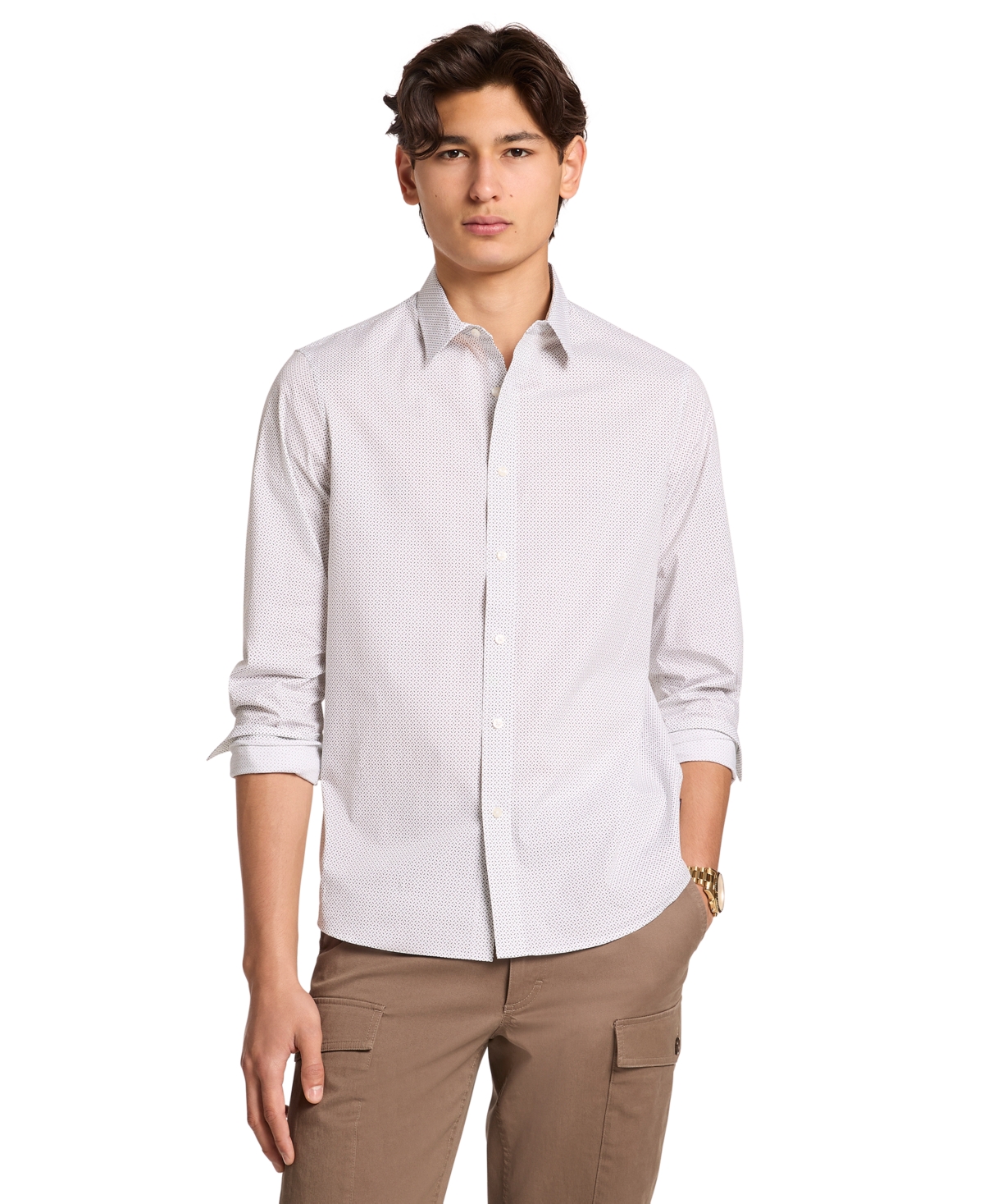 Click here for Michael Kors Mens Stretch Diamond Geo Shirt - Whit... prices