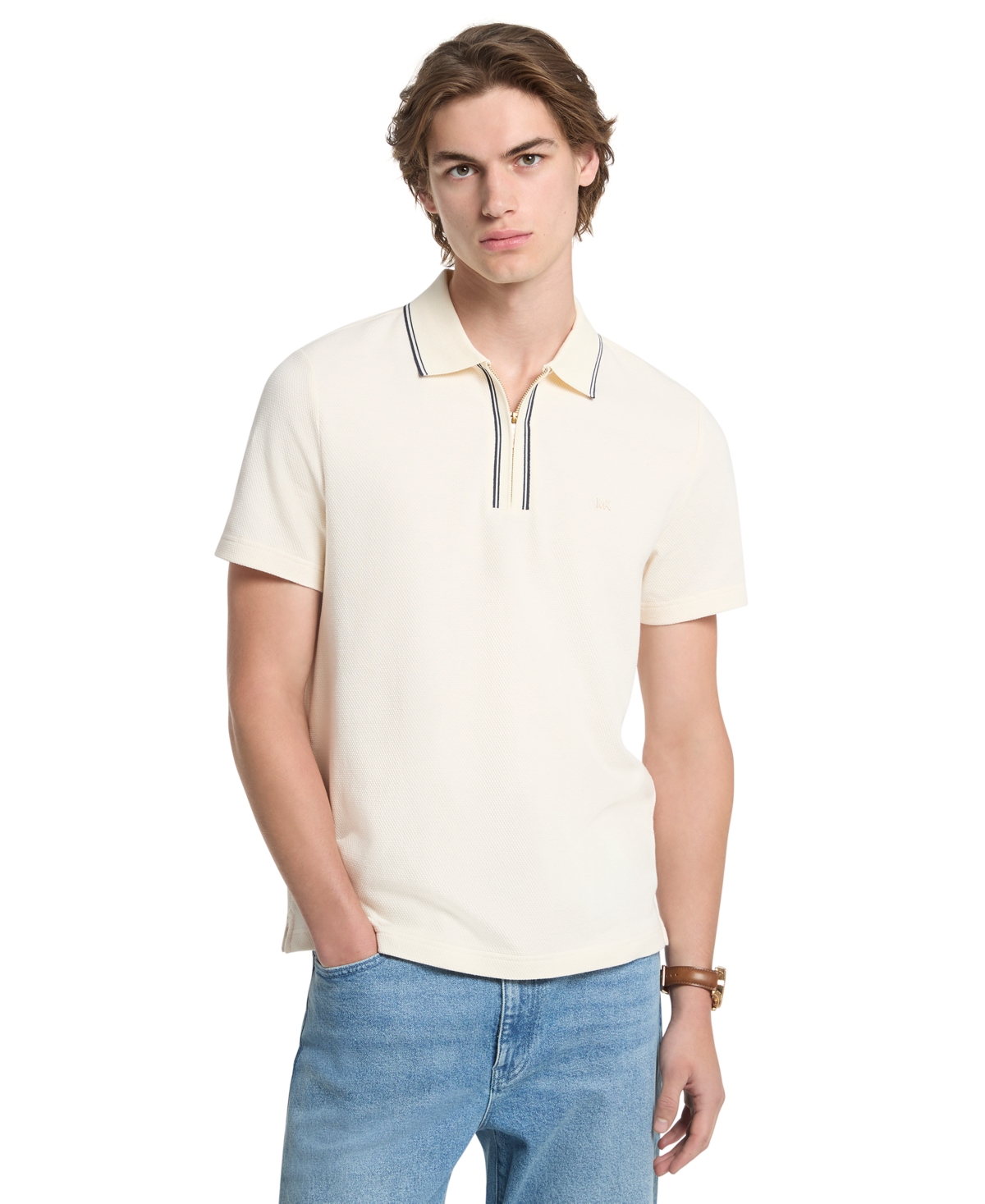 Click here for Michael Kors Mens Bubble Knit Tipped Regular-Fit P... prices