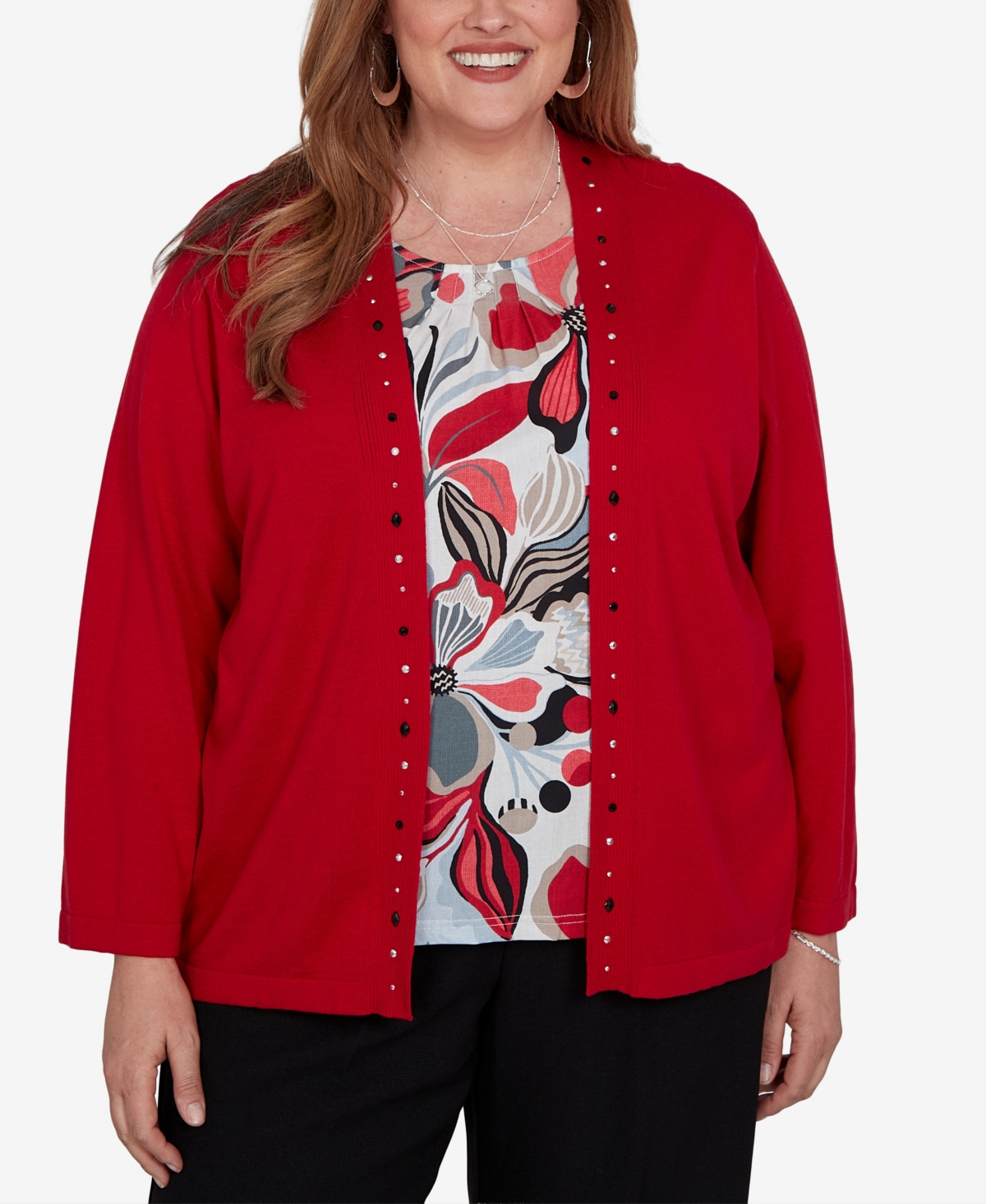 Click here for Alfred Dunner Plus Size Shawl Collar 3/4-Sleeve Ca... prices