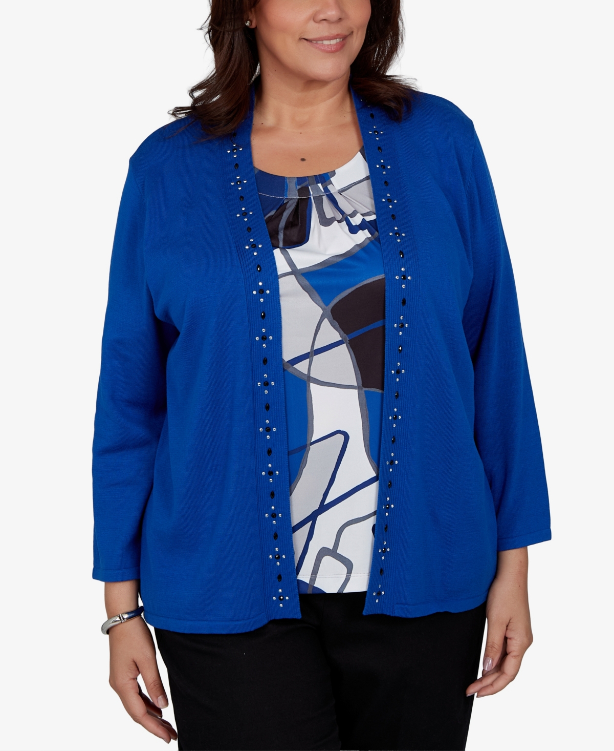 Click here for Alfred Dunner Plus Size Shawl Collar 3/4-Sleeve Em... prices