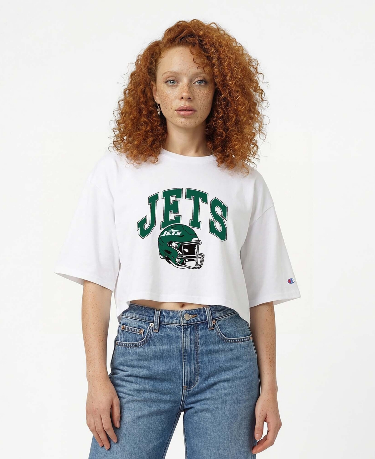 Click here for Champion Womens New York Jets Boyfriend Cropped Gr... prices