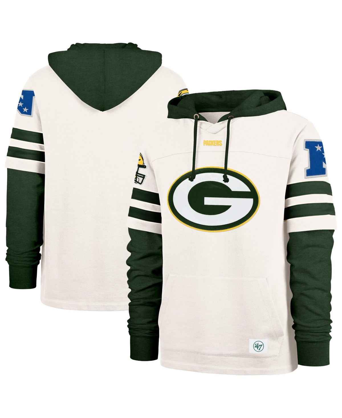 Click here for 47 Brand Mens Cream Green Bay Packers Split Zone C... prices