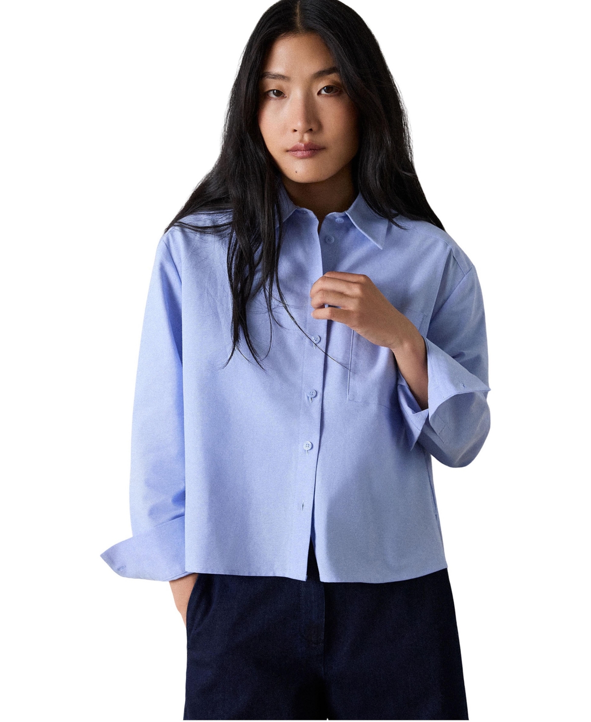 Click here for Whistles Womens Boxy Oxford Cotton Shirt - Pale bl... prices