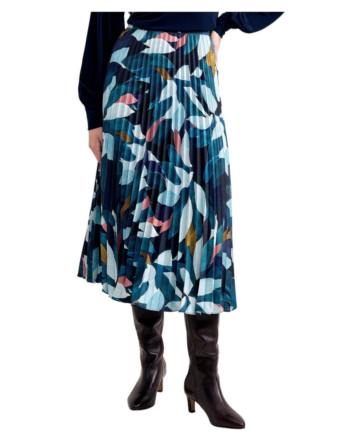 Click here for Phase Eight Womens Ebony Printed Midi Skirt - Blue prices