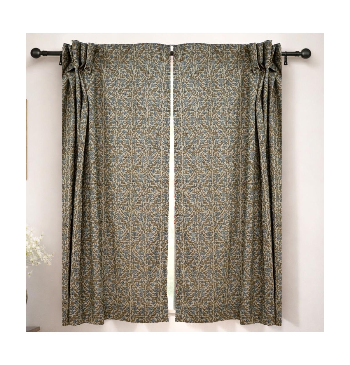 Click here for Fabdivine Floral Block Print Linen Curtain Handmad... prices