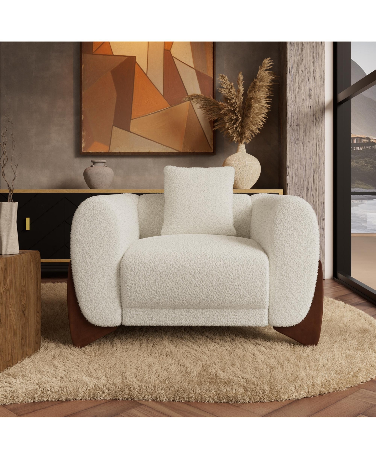 Click here for Morden Fort Cloud-Soft Cream Boucle Accent Arm Cha... prices
