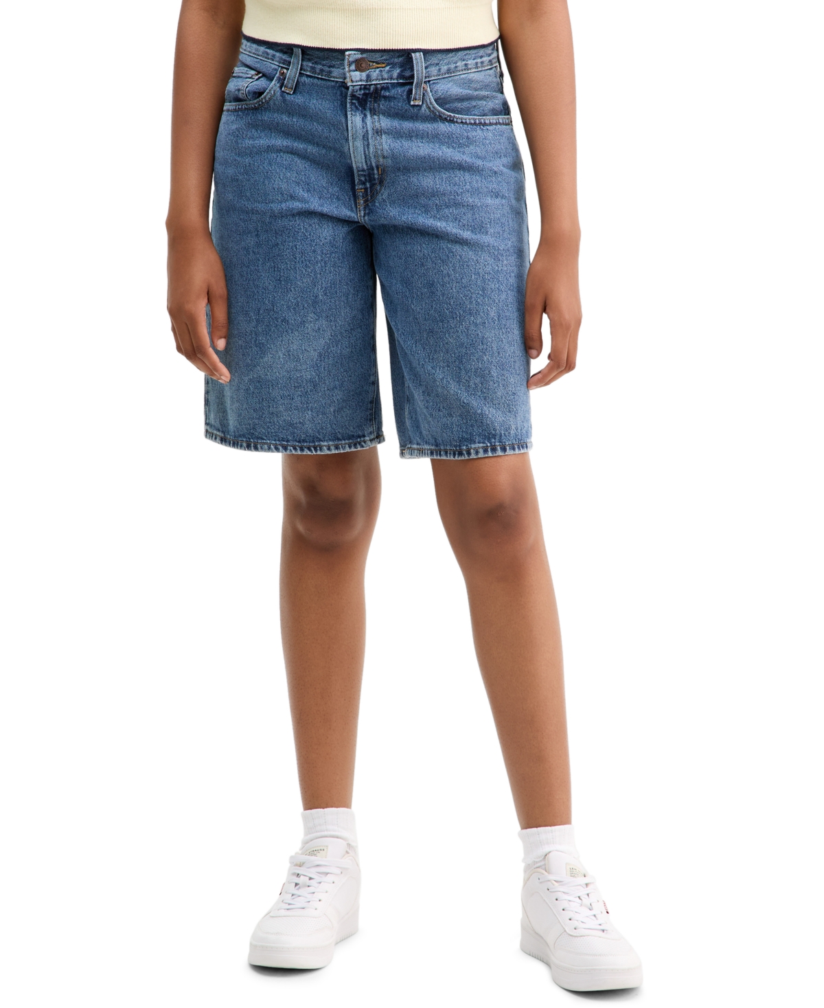 Click here for Levis Womens Mid Rise Baggy Shorts - Twisted Stone prices