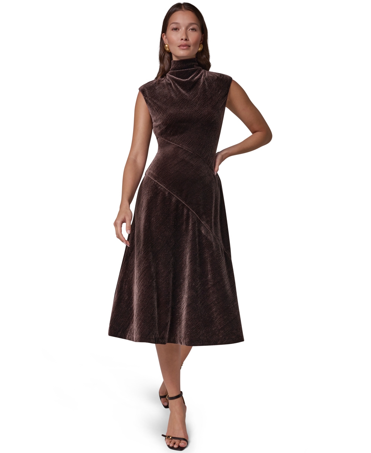 Click here for Donna Karan New York Womens Mock Neck Crinkled Vel... prices