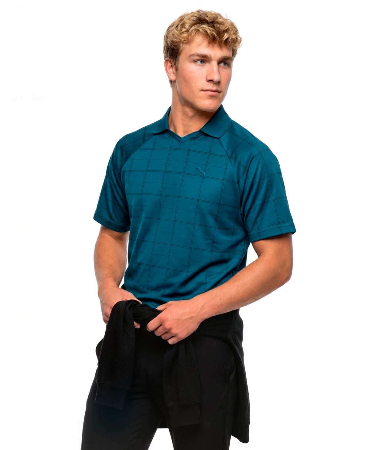 Click here for Puma Mens Elevated Tartan Regular-Fit Polo Shirt -... prices