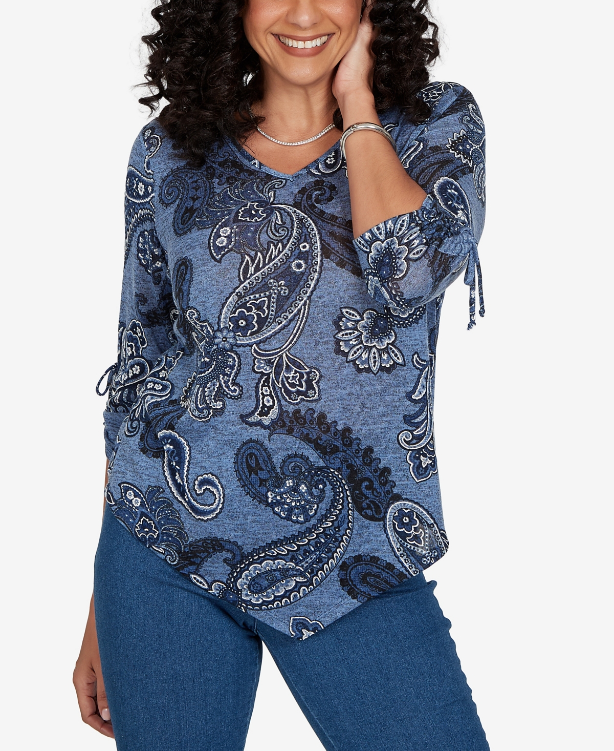 Click here for Alfred Dunner Petite Ruched Asymmetrical-Hem Top -... prices