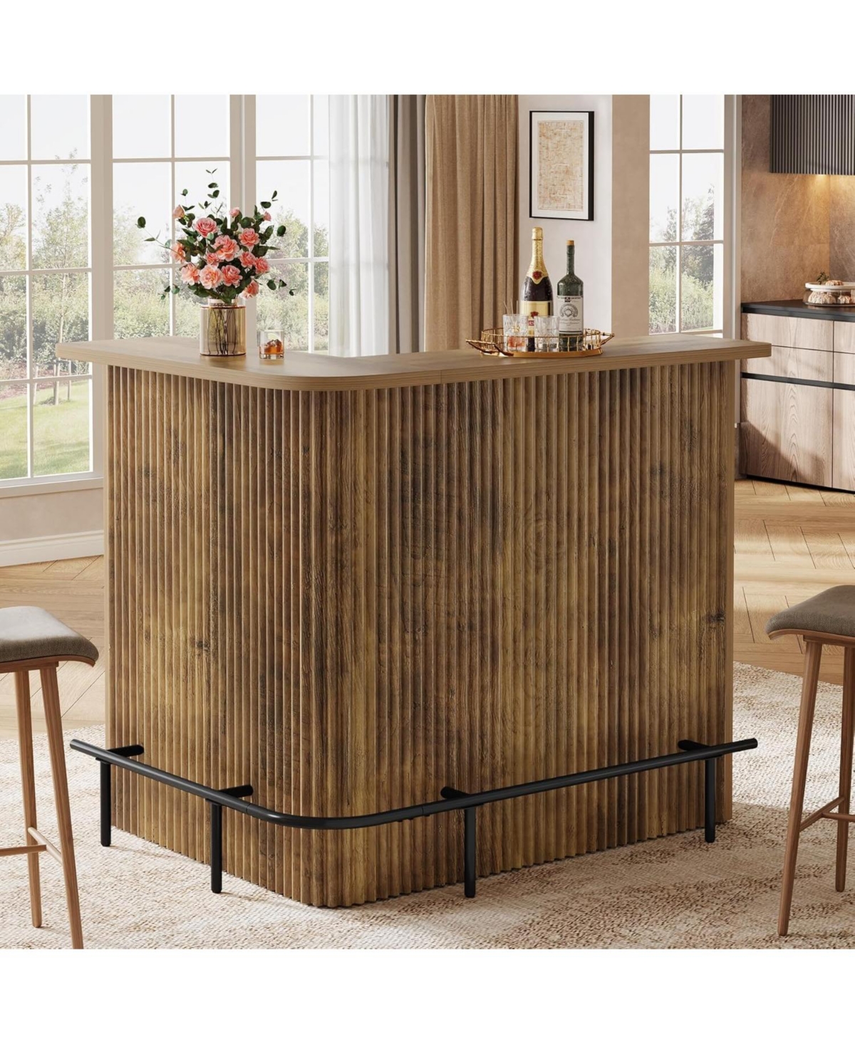 Click here for Tribesigns L Shaped Bar Table  4-Tier Home Bar Uni... prices