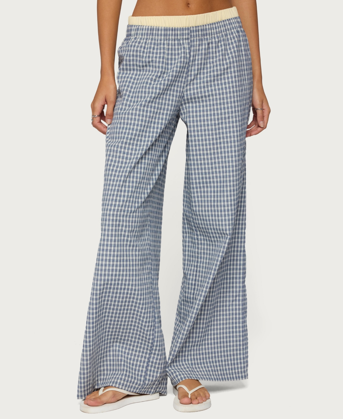Click here for Edikted Womens Indya Contrast Plaid Wide Leg Pants... prices