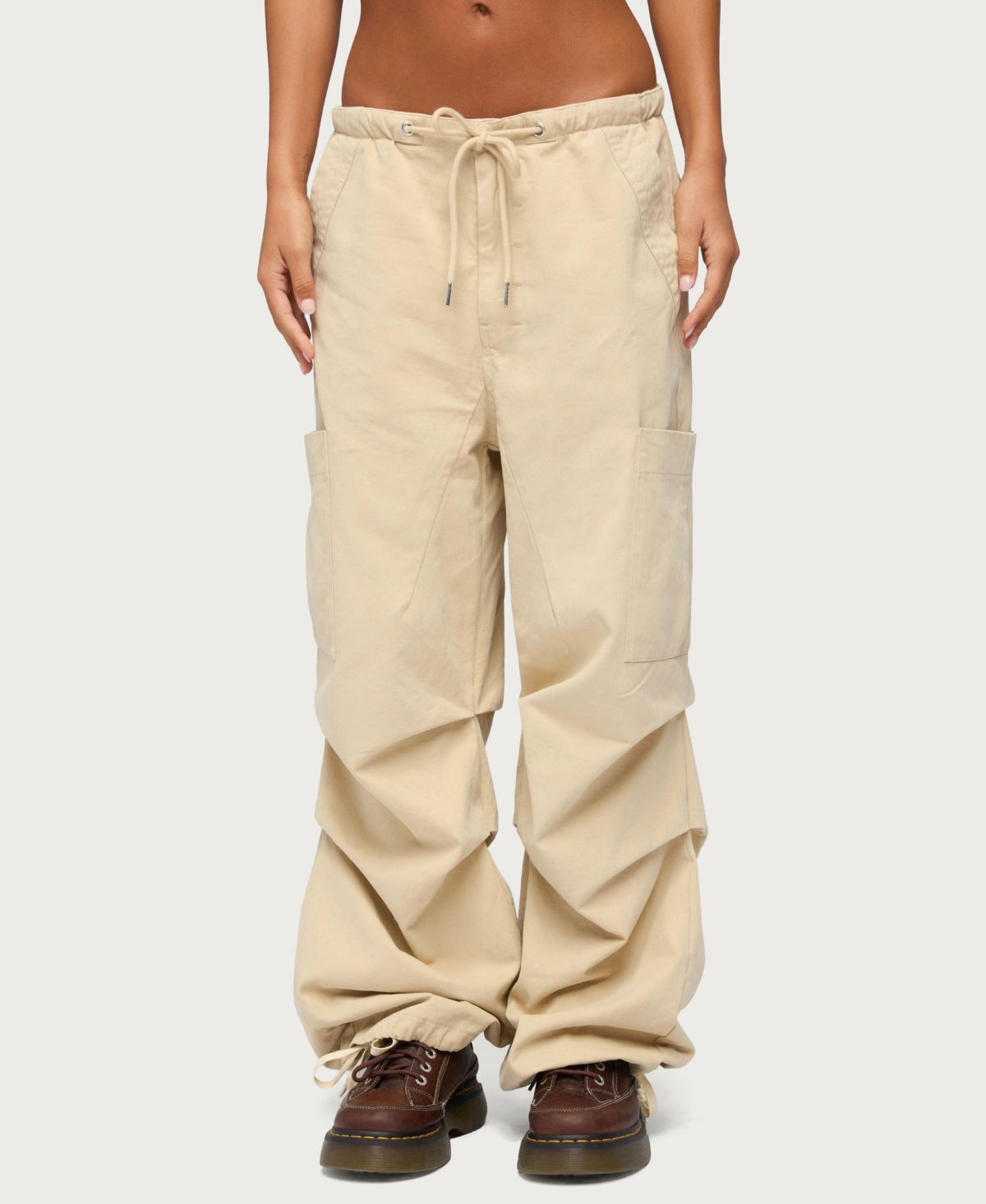 Click here for Edikted Womens Emzi Baggy Cotton Cargo Pants - Bei... prices