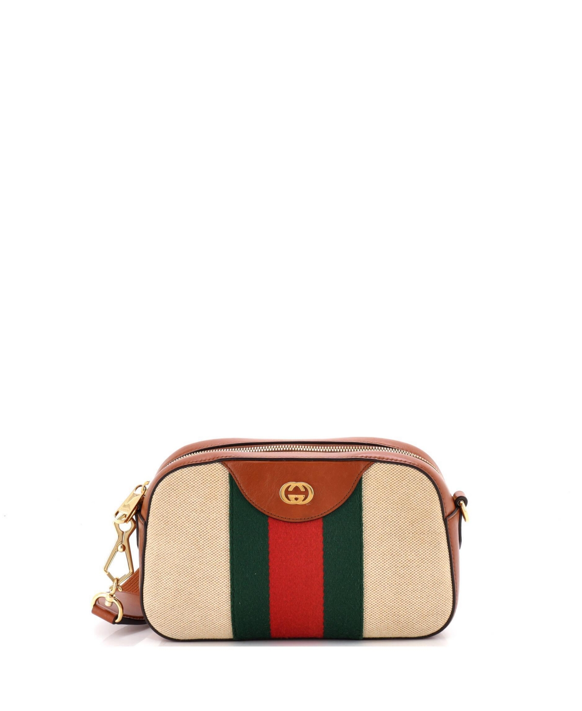 Click here for Pre-Owned Gucci Camera Bag Vintage Web Canvas - Na... prices