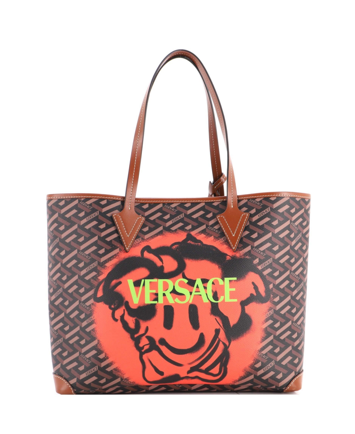 Click here for Pre-Owned Versace Medium Shopping Tote Printed La... prices