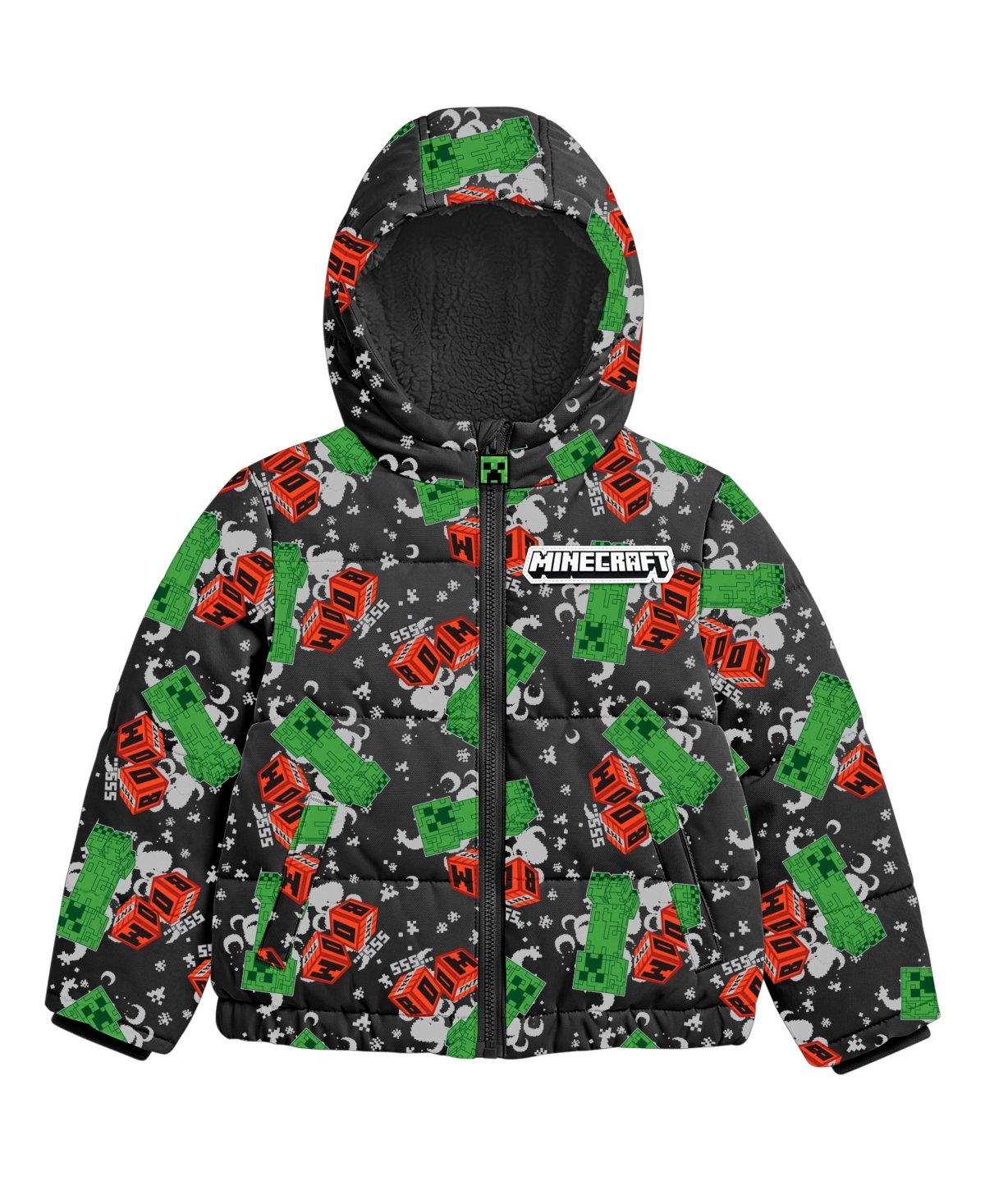 Click here for Minecraft Boys 4-7 Hooded Puffer Jacket - Black prices