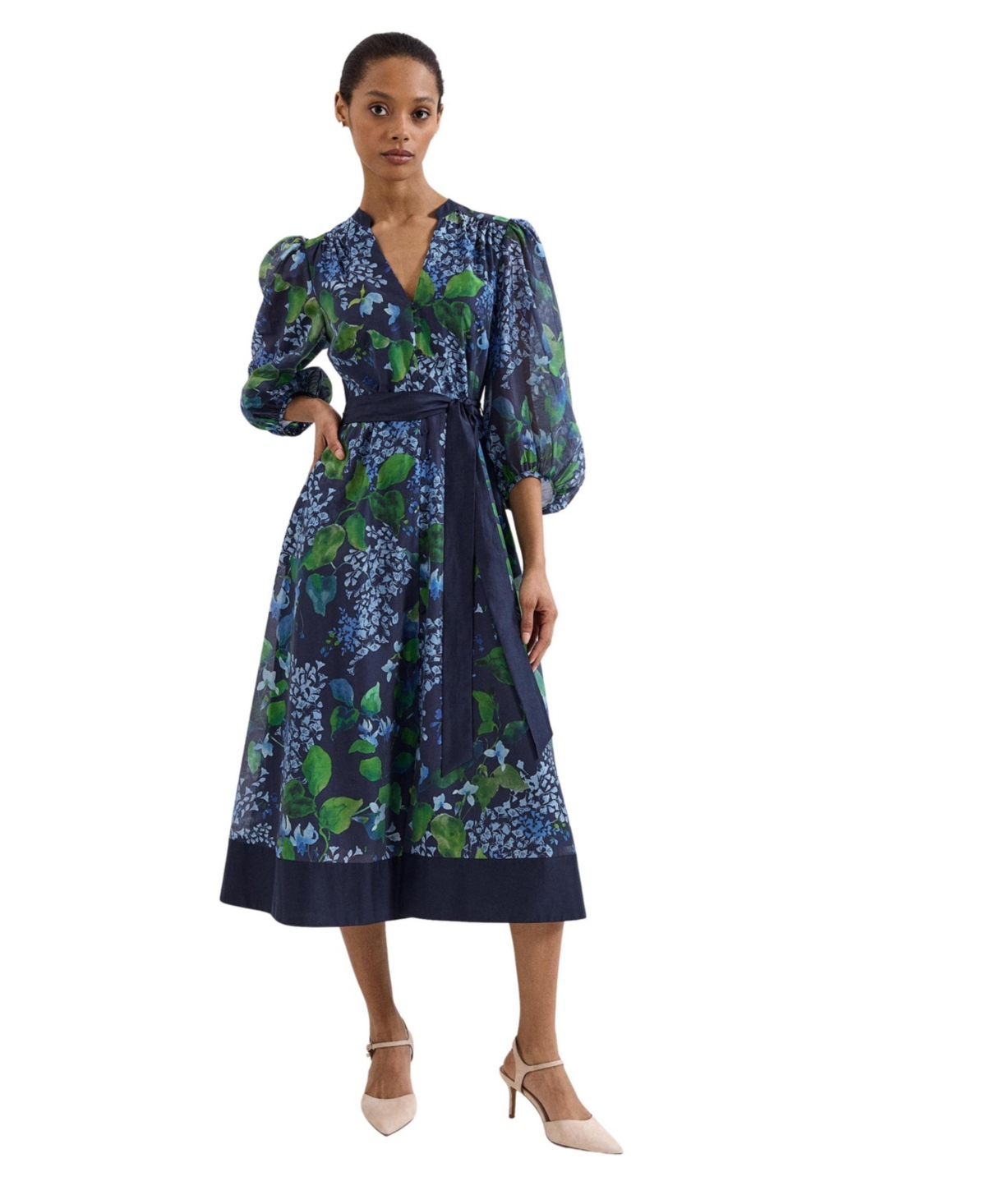 Click here for Phase Eight Womens V-Neck Midi Tie Dress - Navy prices
