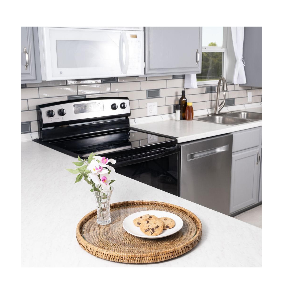 Click here for Artifacts Rattan Round Flat Tray - Brown prices