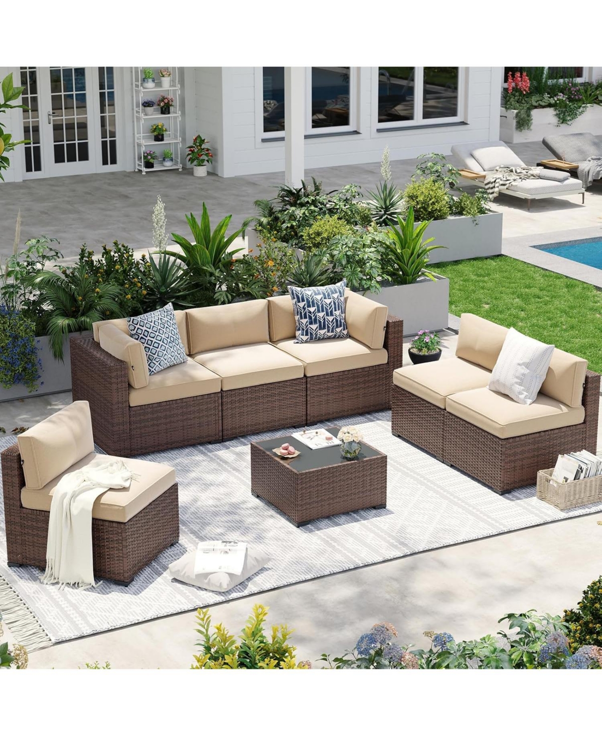 Click here for Aoxun 7-Piece Wicker Patio Furniture Set  Outdoor... prices