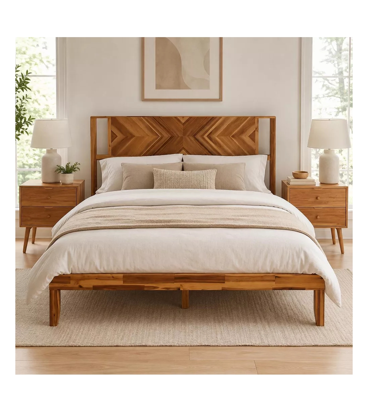 Click here for Gaomon Platform Bed Frame - Mid-Century Modern Woo... prices