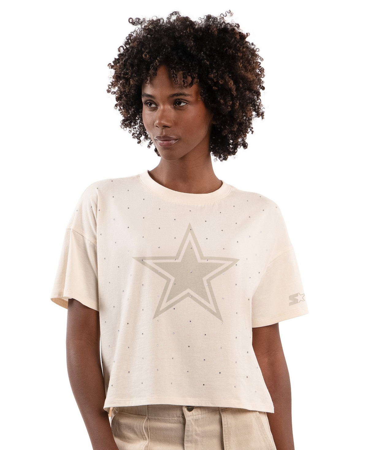 Click here for Starter Womens Cream Dallas Cowboys Rhinestone Spr... prices