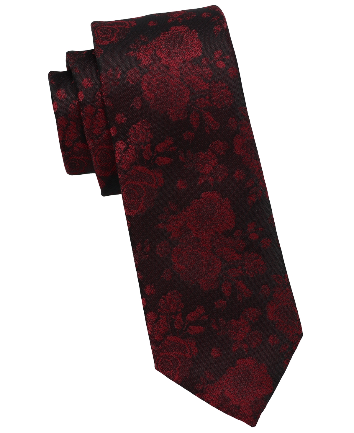 Click here for Dkny Mens Floral Print Slim Tie - Burgundy prices