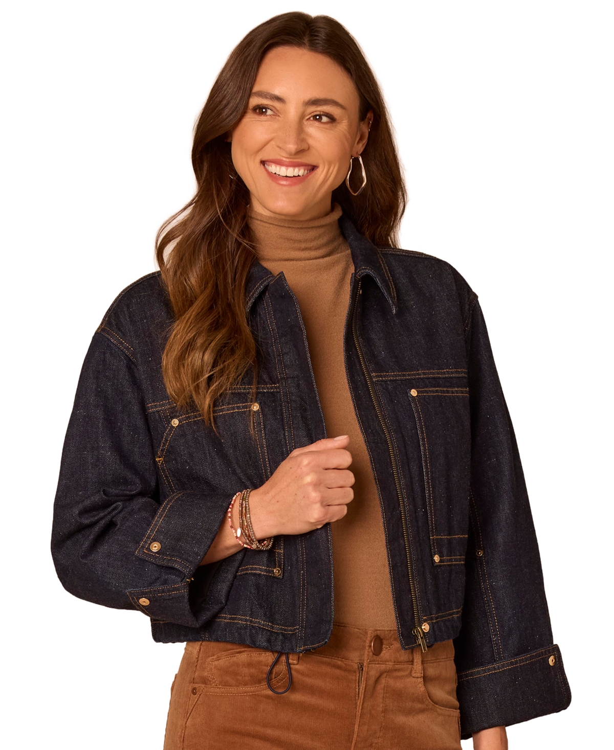 Click here for Democracy Womens Cropped Denim Bomber Jacket - In prices