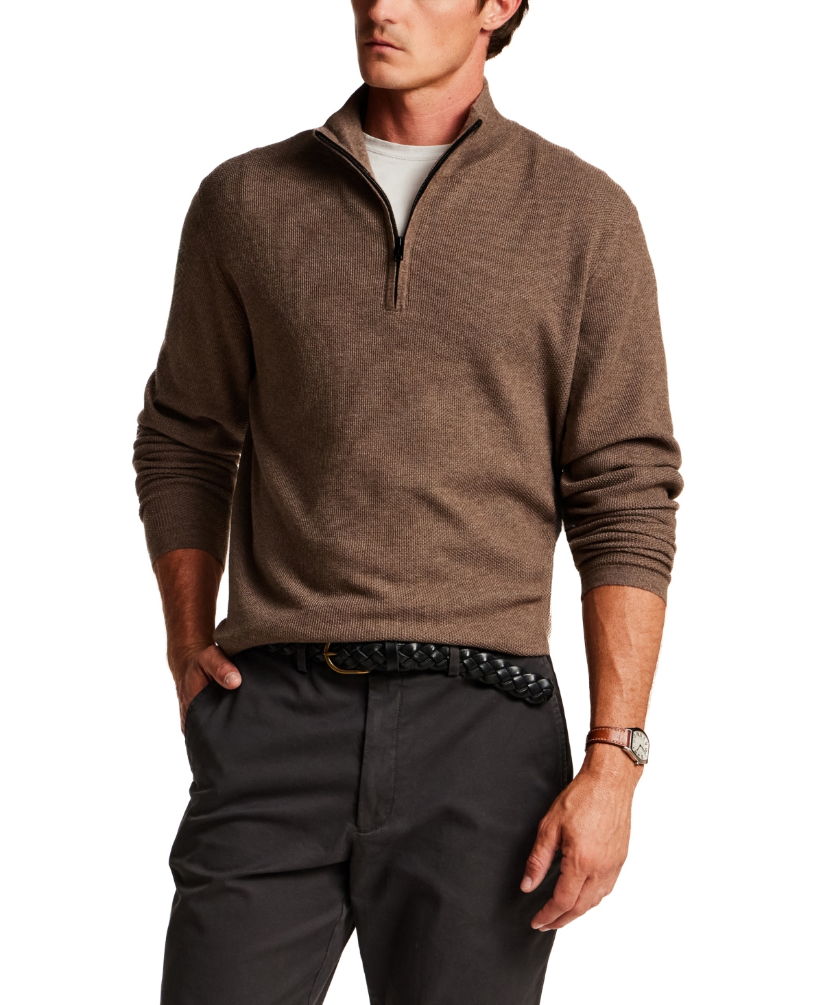Click here for Vintage & Black Mens Quarter-Zip Textured Sweater... prices