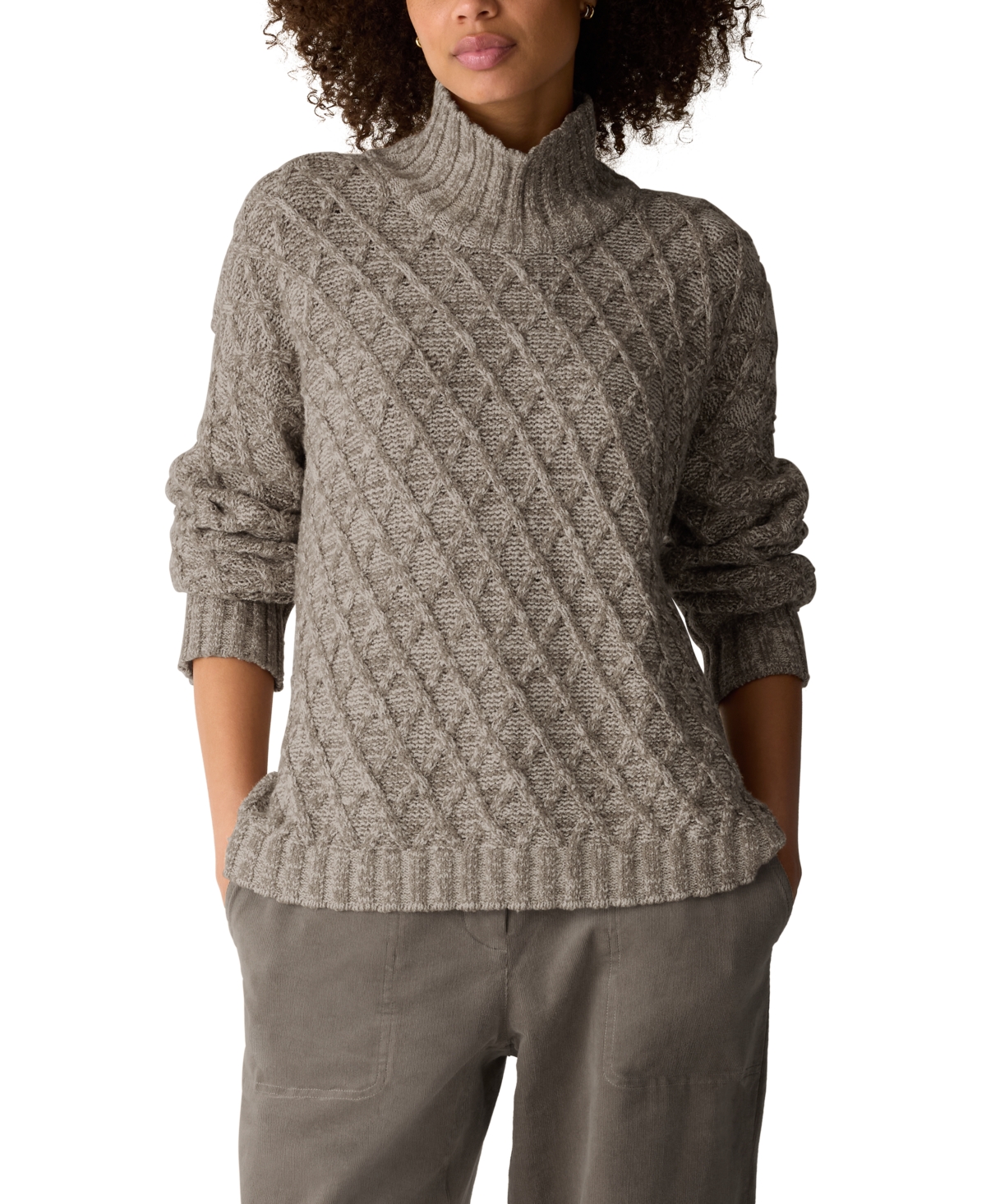 Click here for Eileen Fisher Womens Cable-Knit Turtleneck Cotton-... prices