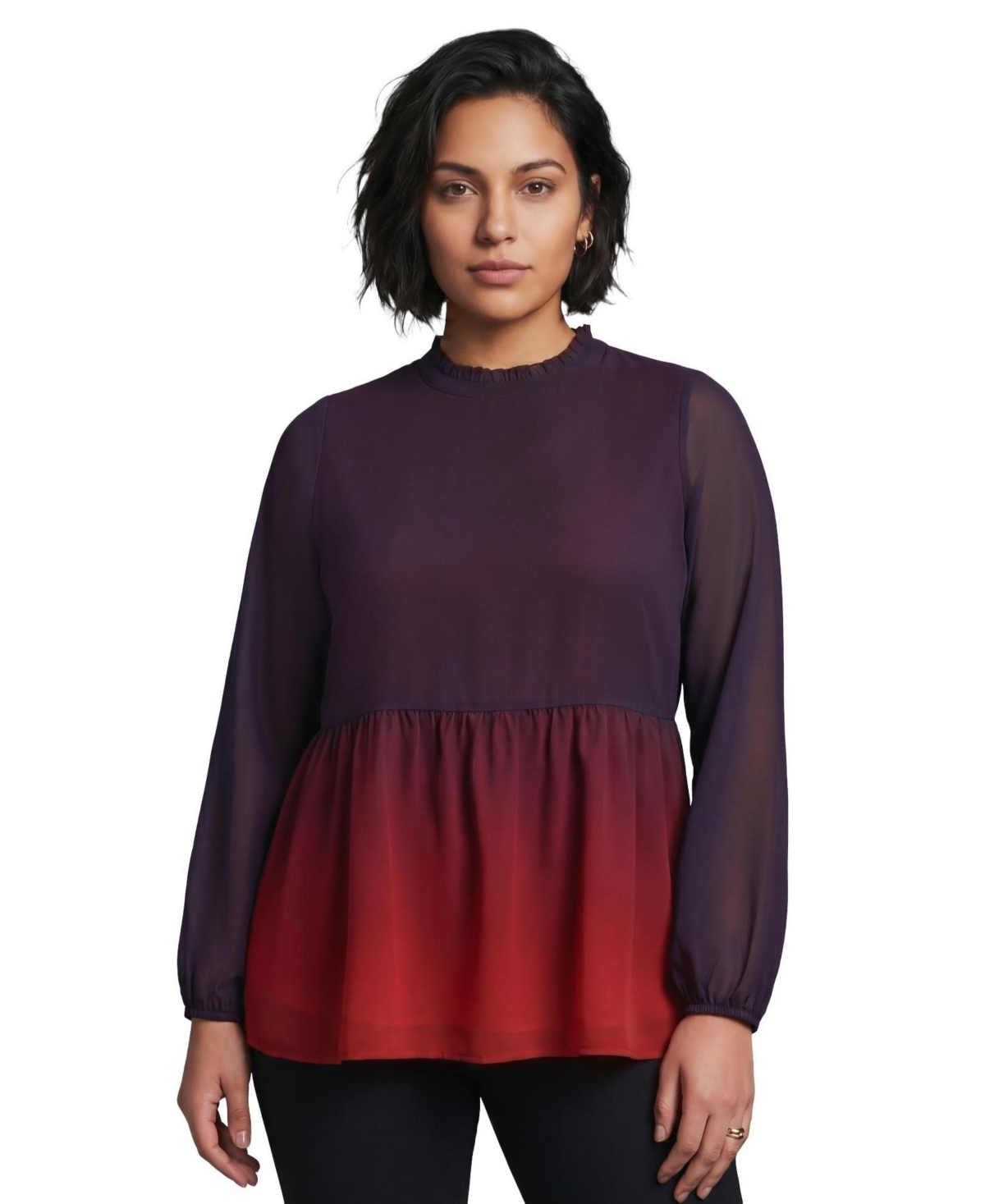 Click here for Avenue Plus Size Paulina Chiffon Peplum Long-Sleev... prices