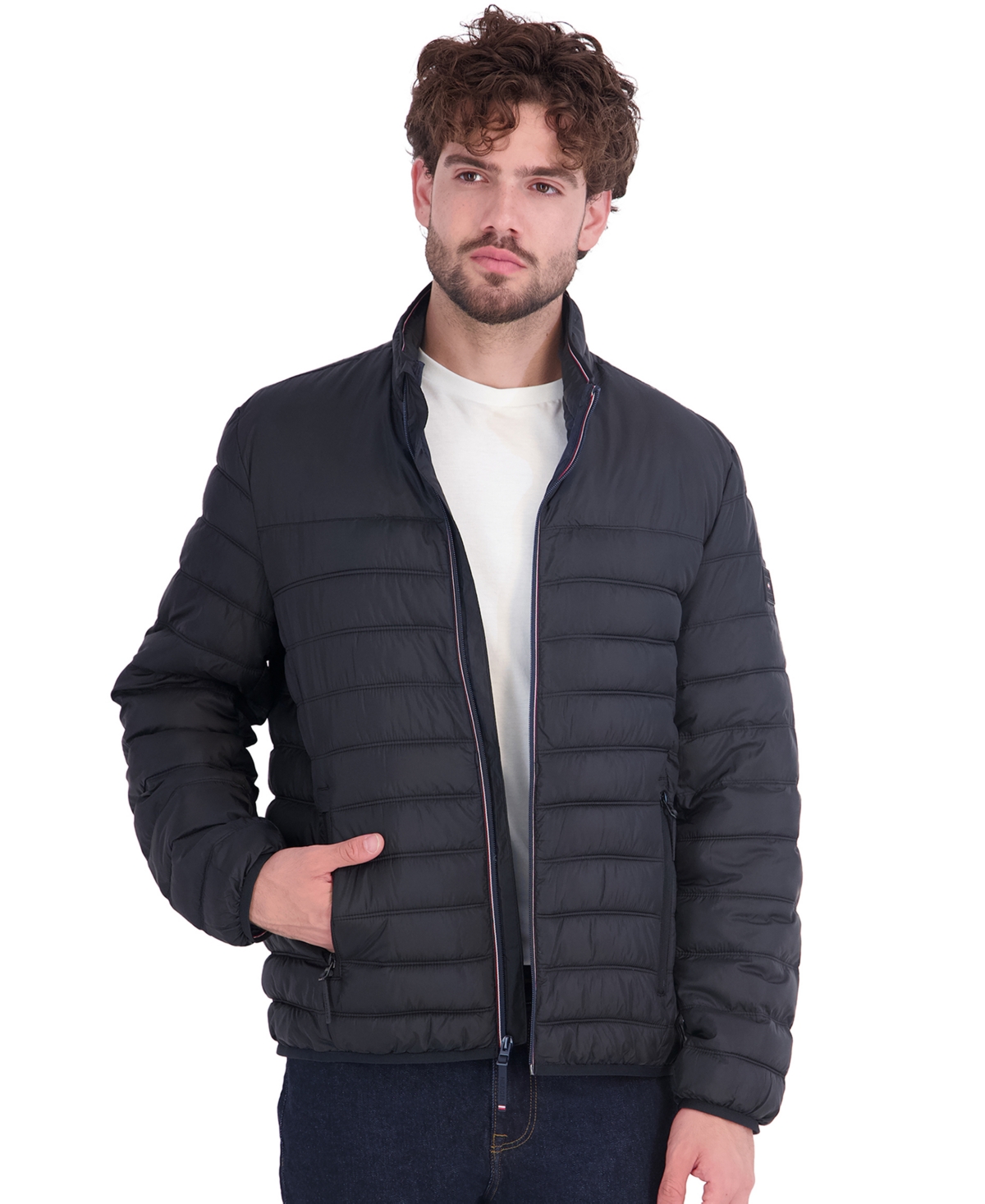 Click here for Tommy Hilfiger Mens Unhooded Packable Jacket - Bla... prices