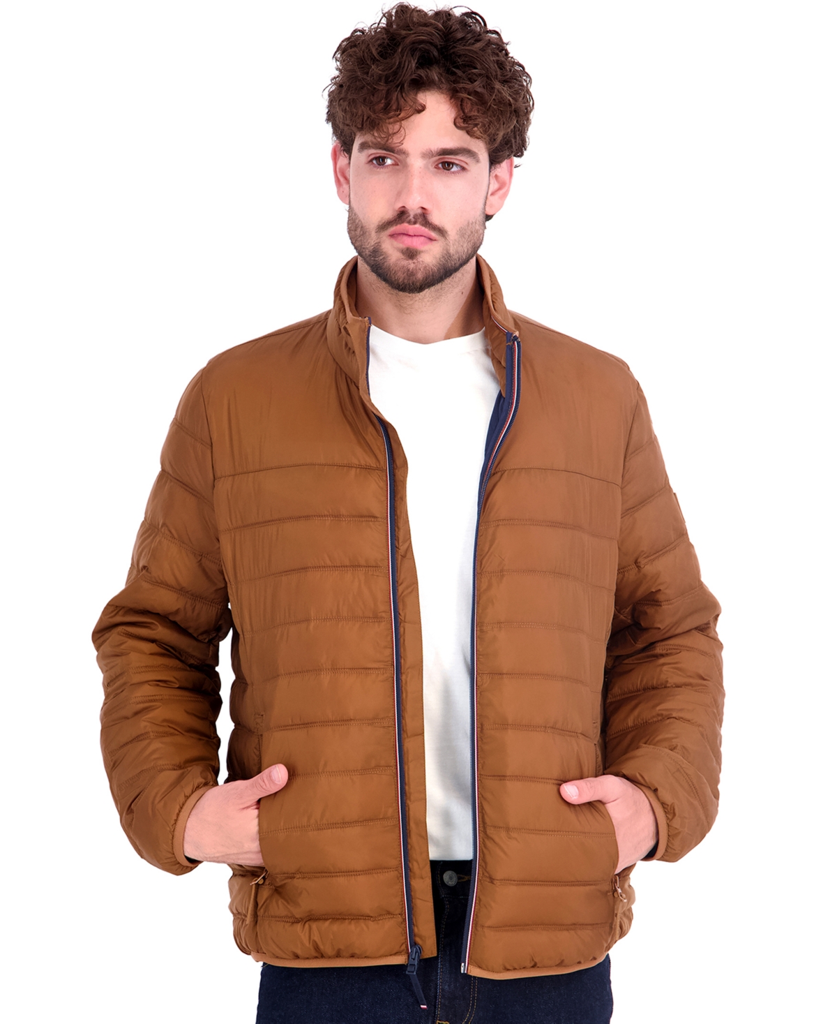 Click here for Tommy Hilfiger Mens Unhooded Packable Jacket - Nut... prices