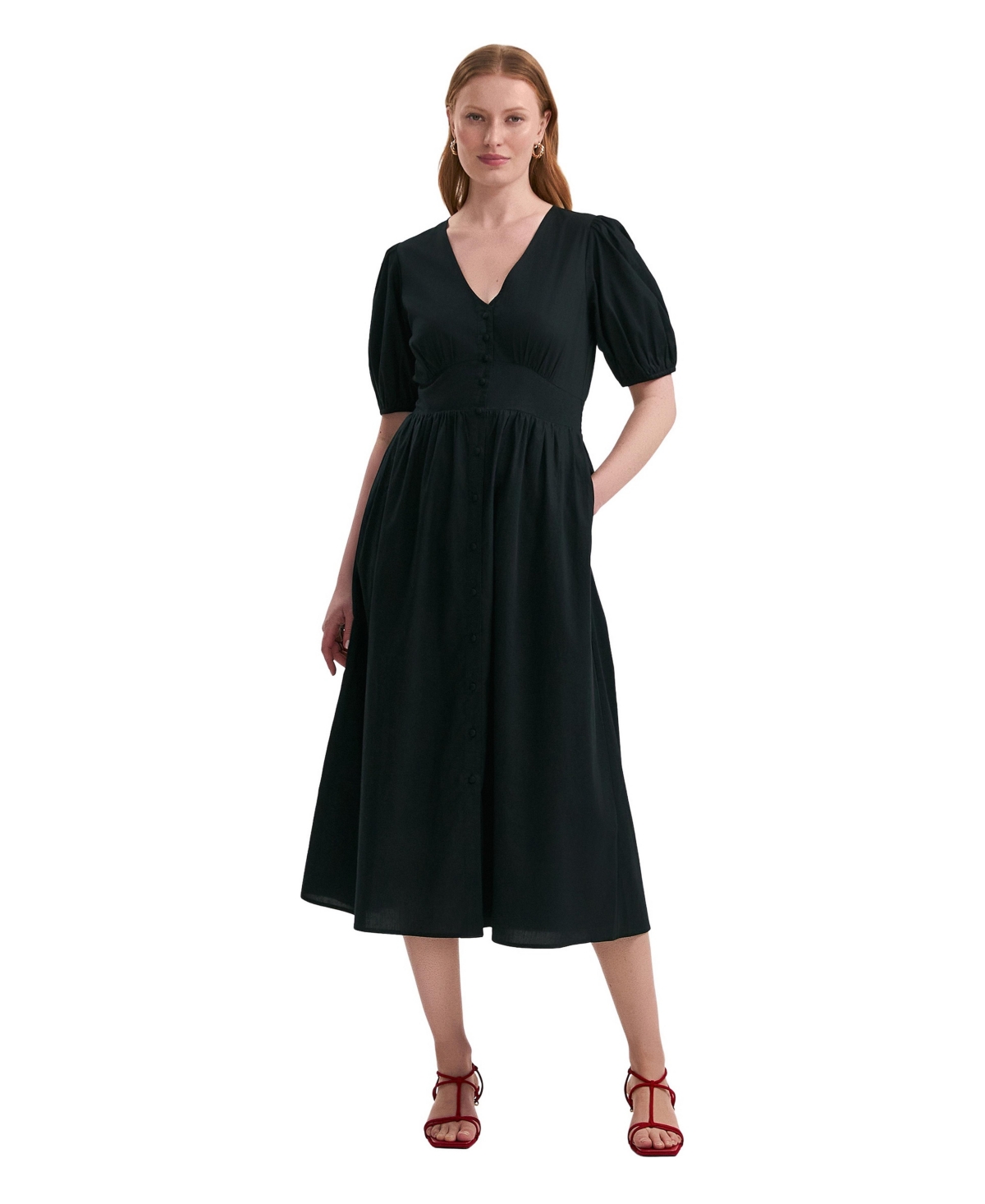 Click here for Finery London Womens Addison Cotton Midi Tea Dress... prices
