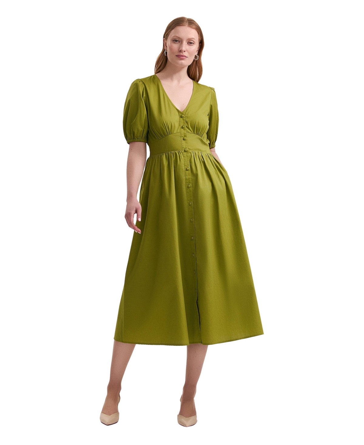 Click here for Finery London Womens Addison Cotton Midi Tea Dress... prices