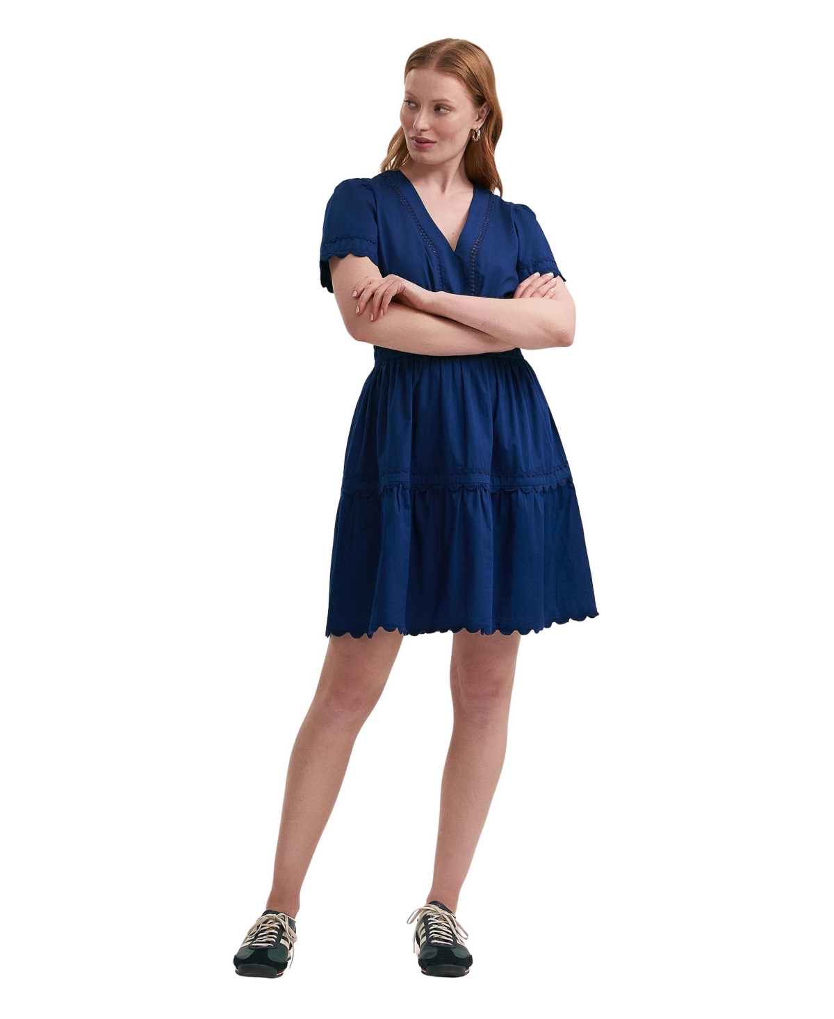 Click here for Finery London Womens Reece Ric Rac Trim Cotton Sho... prices