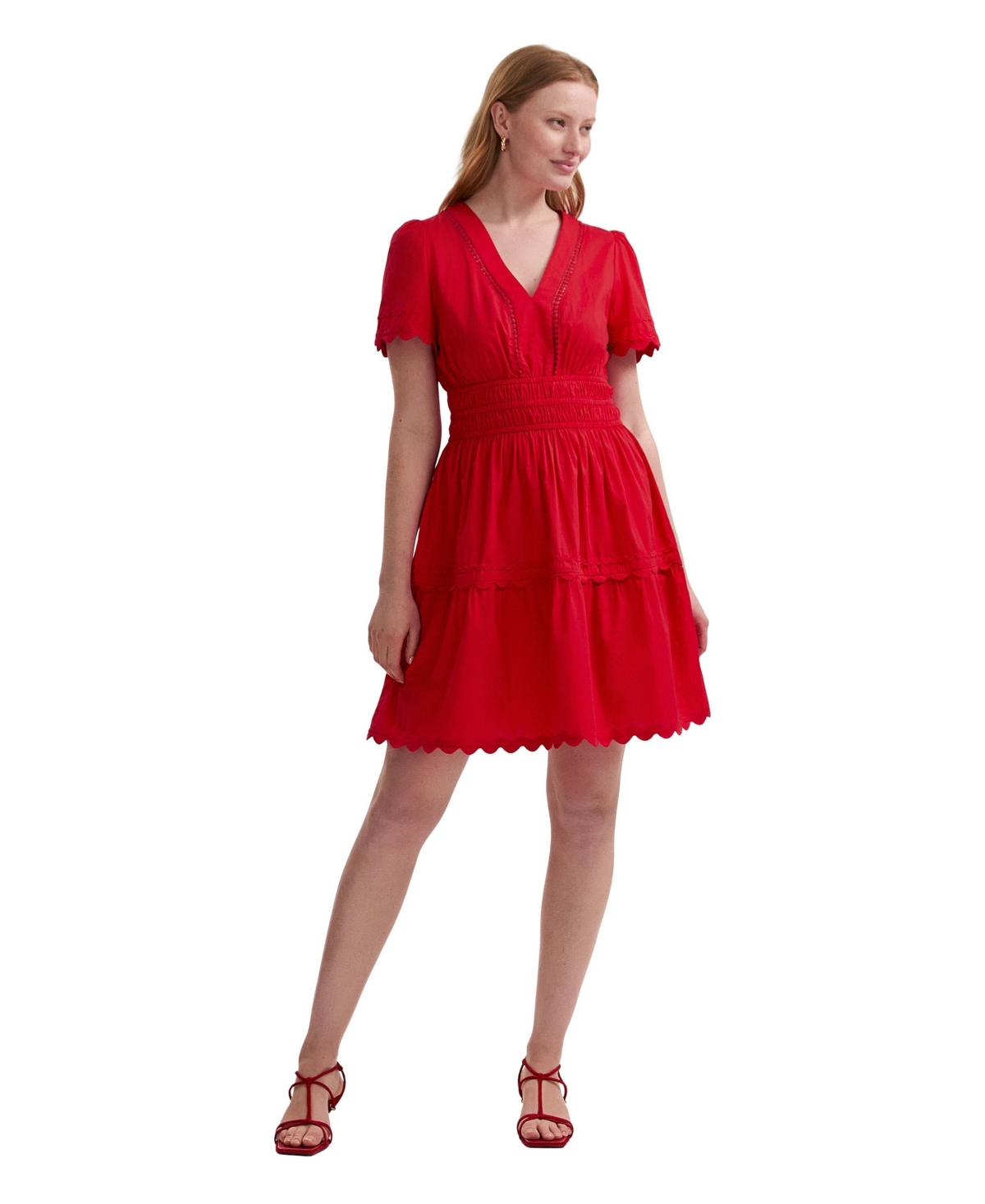 Click here for Finery London Womens Reece Ric Rac Trim Cotton Sho... prices