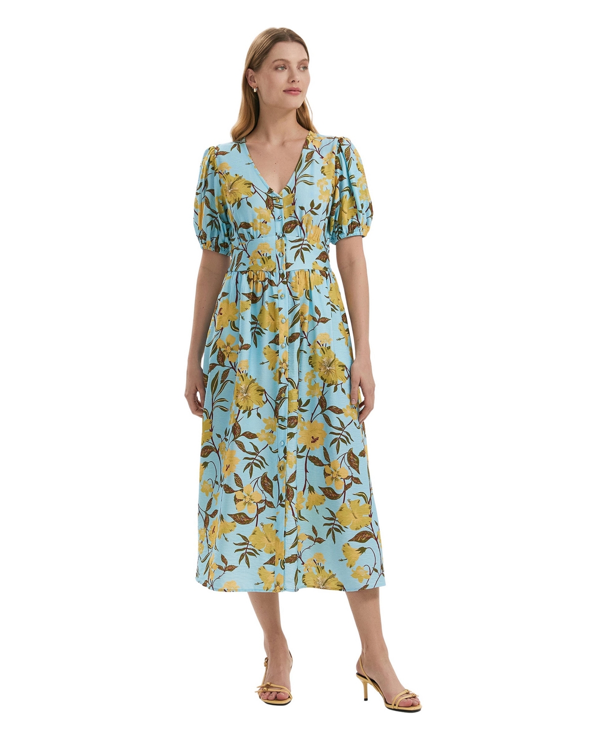 Click here for Finery London Womens Addison Floral Linen Blend Mi... prices