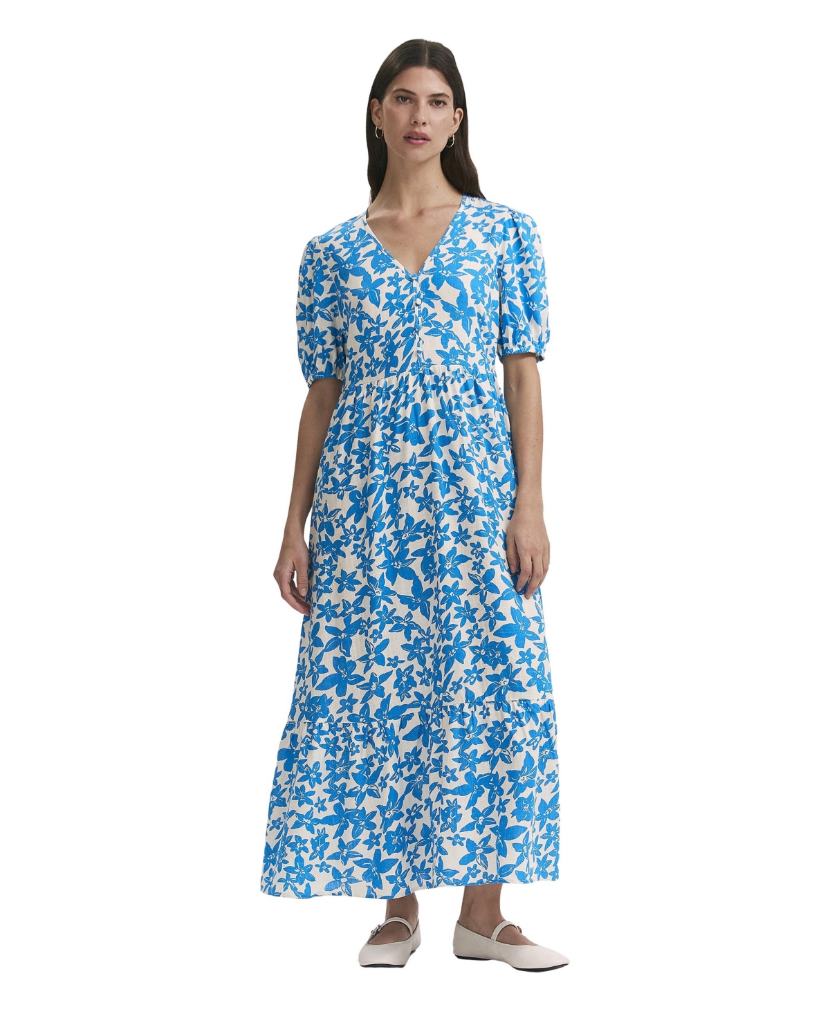 Click here for Finery London Womens Sabine Floral Tiered Midi Dre... prices