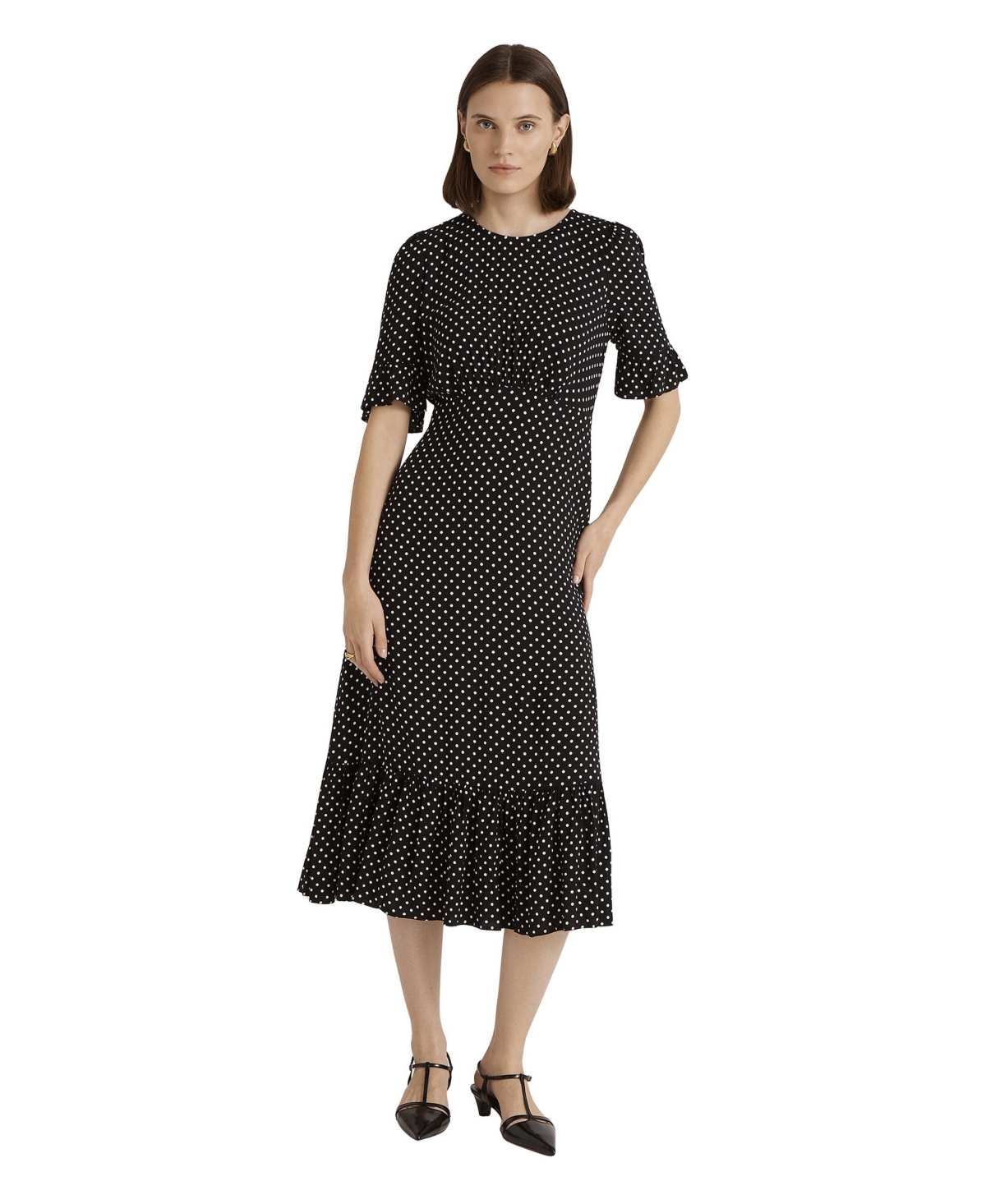 Click here for Finery London Womens Sylvie Polka Dot Midi Dress -... prices