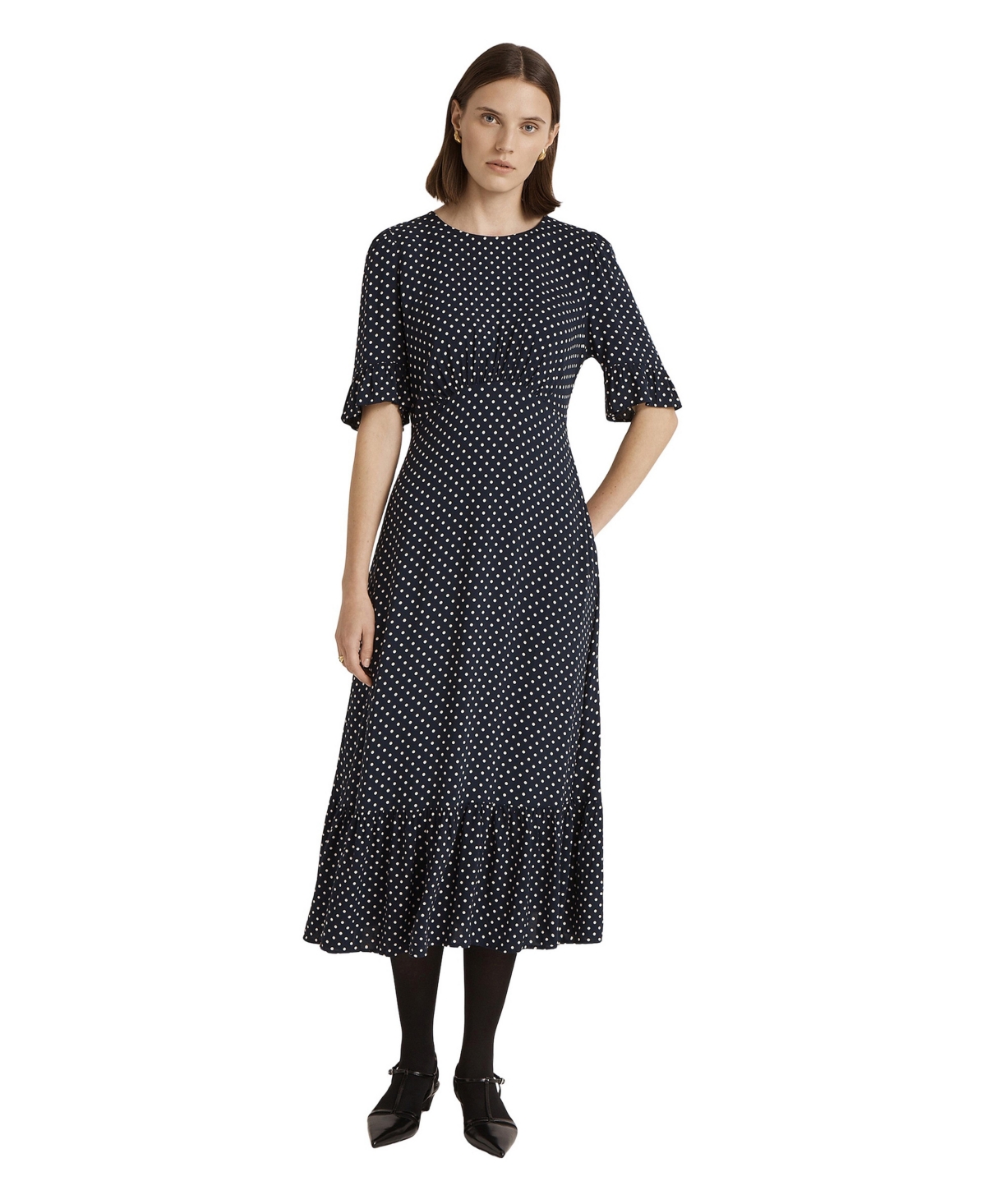 Click here for Finery London Womens Sylvie Polka Dot Midi Dress -... prices