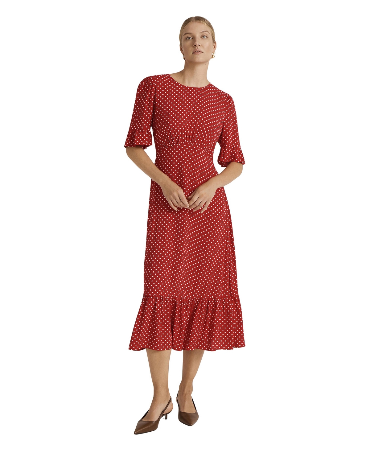 Click here for Finery London Womens Sylvie Polka Dot Midi Dress -... prices
