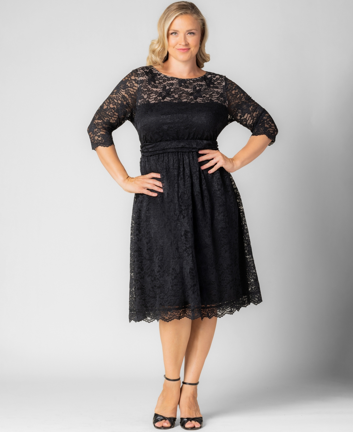 Click here for Kiyonna Plus Size Luna Lace Cocktail Midi Dress -... prices