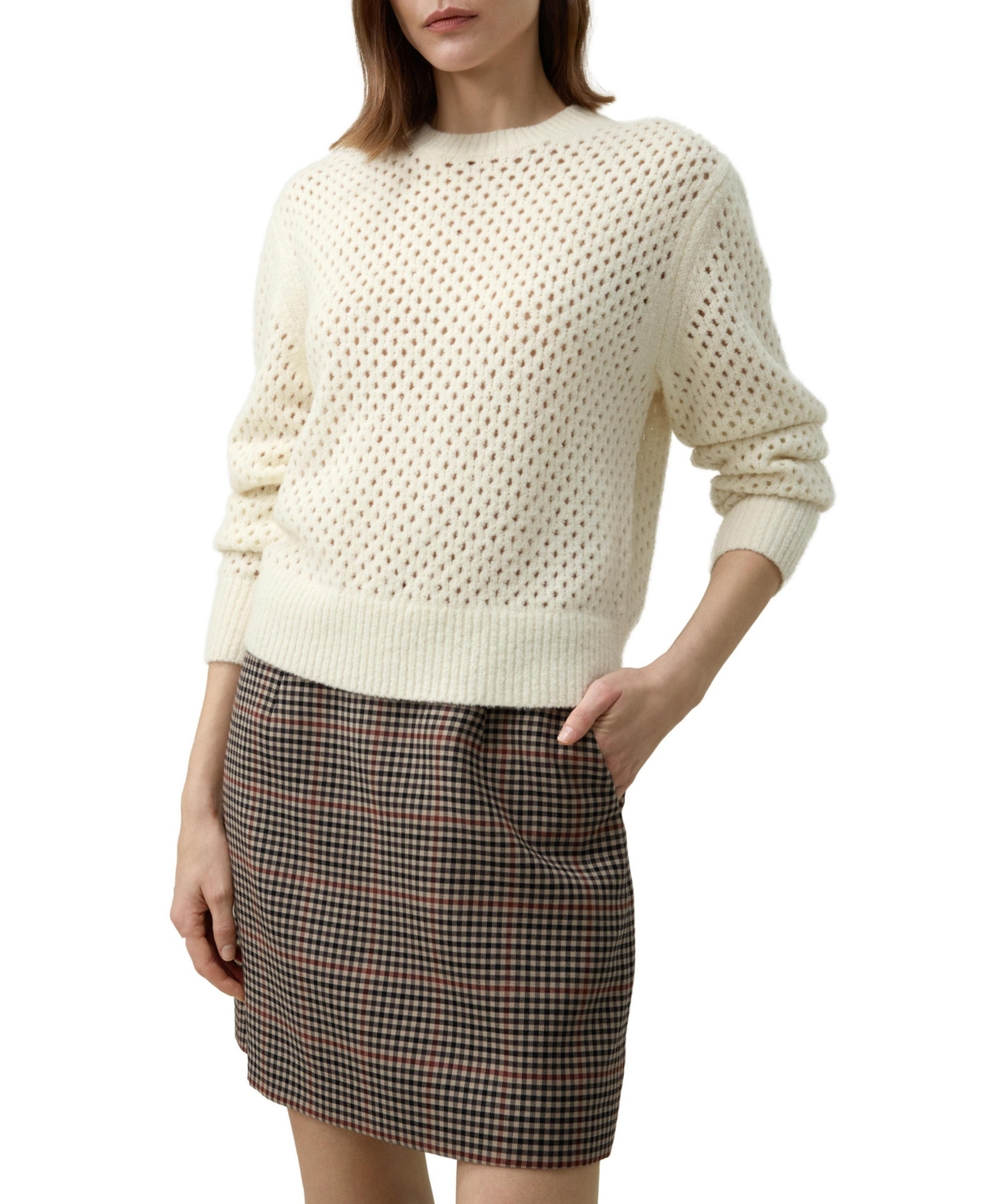 Click here for Lilysilk Womens Openwork Crew-Neck Sweater - Cocon... prices