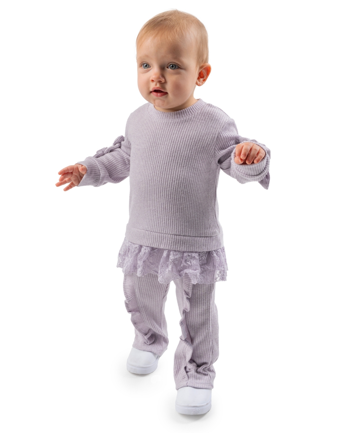 Click here for Rare Editions Baby Girls Lurex Rib Knit Top to Mat... prices